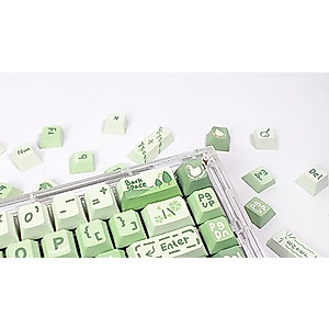 Laetass Mechanical Keyboard Keycaps,Compatible with Cross Axle,Original Height pbt keycaps,Anti-mistouch, 131-Key Spring Theme, High Aesthetic Value,Bring You a Delightful Typing Experience.(Green)
