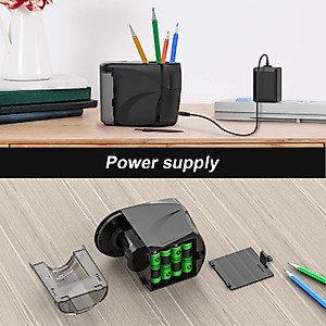 Electric Pencil Sharpener Heavy-Duty Helical Blade Sharpener with Adapter/Battery Operated for No.2/ (6-8mm) Pencils with Auto Stop & Cleaning Brush in School/Classroom/Office (Black)