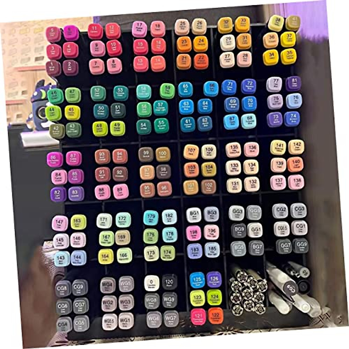 NUOBESTY Home Plastic Grids Hole Household Desk Organizer Pencils Storage Display Accessories - Eyeliner Art Shelf Multi-slot Brushes Cosmetic Container Pen -grid Black Stationary Paint