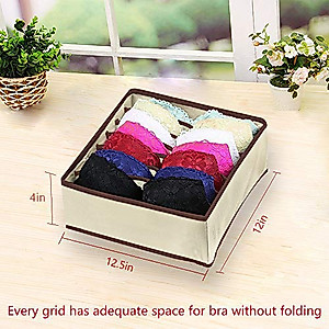 Bofoho 4 Pieces Pack Closet Dresser Drawer Divider Closet Organizer - Large Capacity Combination Bins for Socks, Panties, Ties, Belts, Bra. Washable & Foldable Non-woven Fabric Storage Boxes (white)