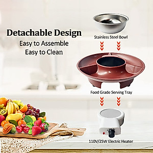 Drstarful Fondue Pot Set, Electric Chocolate Fondue Maker with 6 Forks & Serving Tray, Cheese Melting Fondue Machine Kit, Temperature Control, Perfect Gift for Kid Birthday, Christmas, Valentine's Day