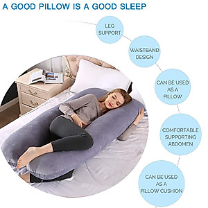 LEONEBEBE U-Shaped Pregnancy Pillow 49" Full Body Maternity Pillow for Pregnancy Women Sleeping Body Support with Washable Velvet Outer Cover