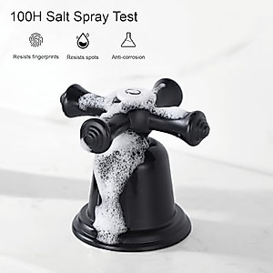 RKF Faucet- Replacement Classic Cross Knobs Handles with Valve Faucet Accessory Faucet Parts Faucet Kit Matt Black W033