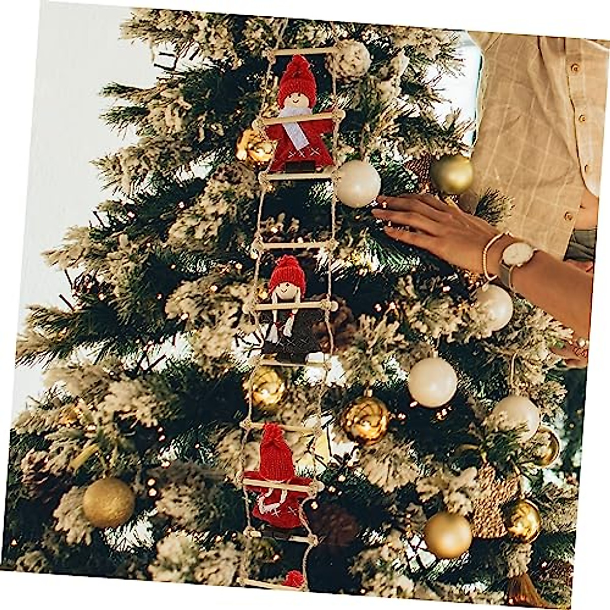 Amosfun Climbing Ladder Doll Christmas Decorations Christmas Tree Ornaments Christmas Pendants Christmas Tree Pendants Xmas Party Props The Tree Christmas Utenciles Felt Christmas Decor