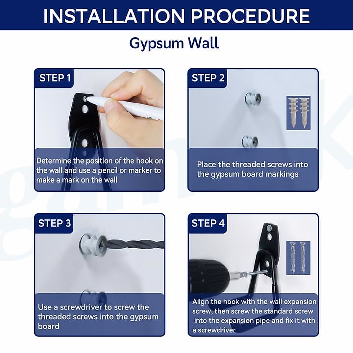 gamtrik 14-Pack Utility Garage Hooks for Hanging- Heavy Duty Garage Wall Hooks, Wall Mount Hooks, Garage Storage Hooks Organization Tool for Garden, Ladders, Bikes Garage Organizers Storage