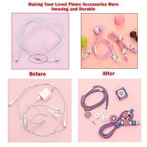 ZOSTLAND Blue ET Monster Set DIY Protectors Phone Ring Data Cable 5W 18W 20W USB Charger Data Line Earphone Wire Saver Protector Compatible iPhone 7 8 Plus X 11 12 13 14 15 Max iWatch (Upgrade Alien)