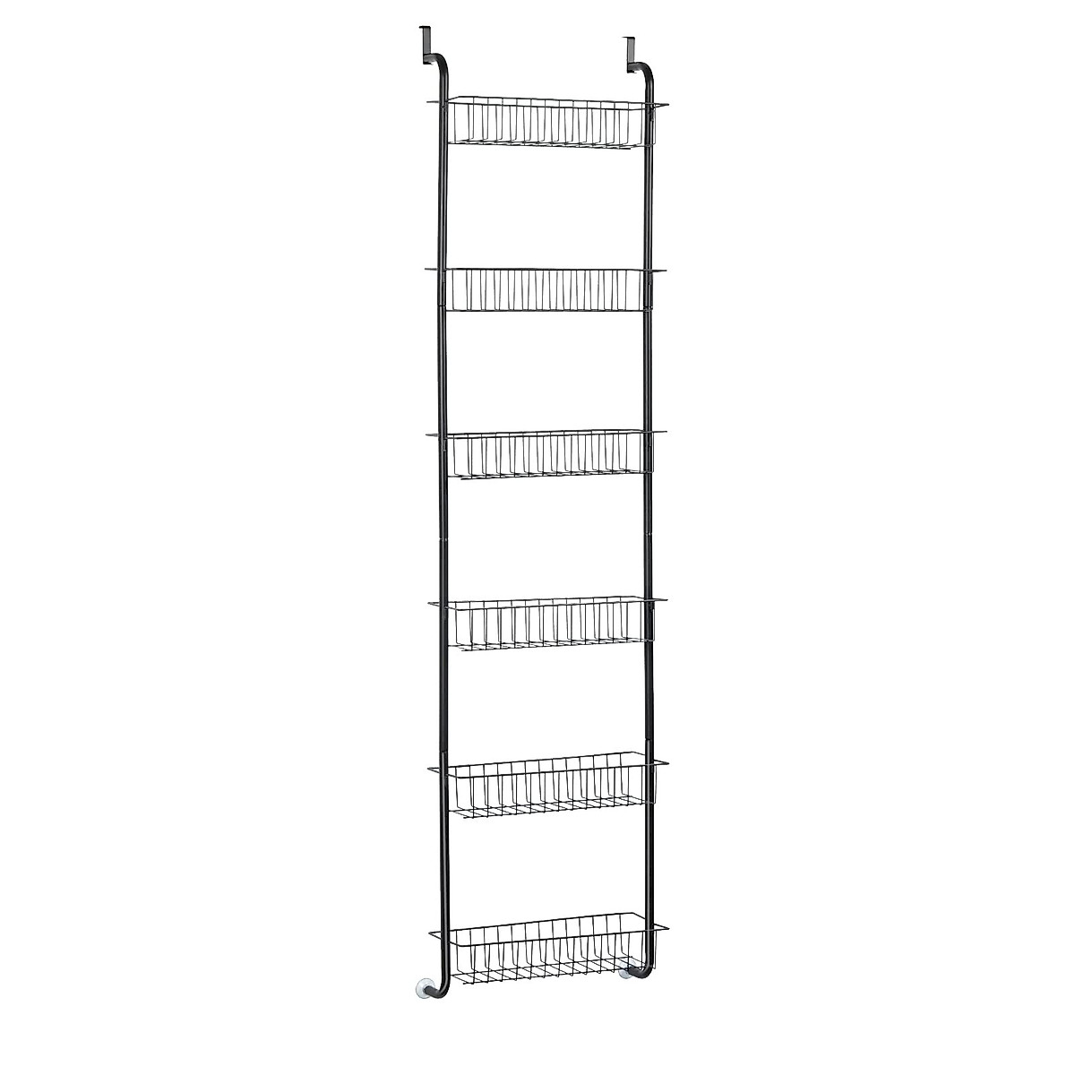 6-Tier Over the Door Pantry Organizer Rack, Hanging Storage Metal Rack with 6 Baskets, Door Organization Kitchen Spice Rack, for Kitchen Bathroom Bedroom(Black)
