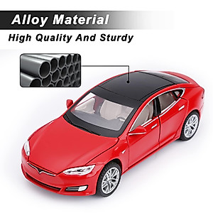 SASBSC Toy Cars Model S Die Cast Metal Model Cars with Door Open Light and Sound Pull Back Car Toys for Boys and Girls 3-12 Years Old