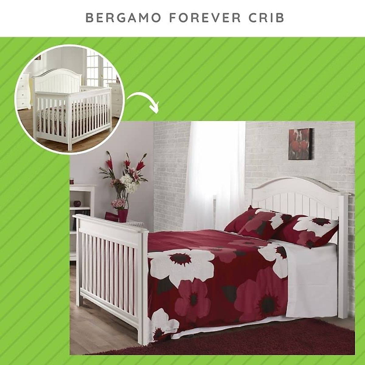 Full-Size Conversion Kit Bed Rails #1216 for Pali Cribs | Multiple Finishes Available (White)