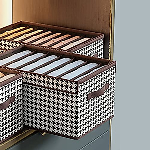 Divided Wardrobe Clothes Organizer, Foldable Drawer Organizers for Clothing, Fabric Closet Organizers and Storage, Drawer Dividers for Clothes, Jeans, Sweater (7 Tier)