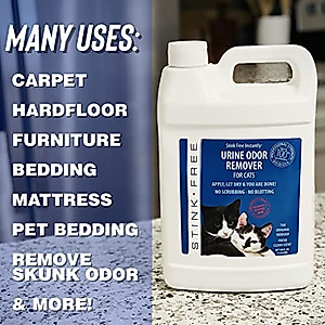 Stink Free Instantly Urine Odor Remover & Eliminator for Cat Urine, Oxidizer Based Urine Cleaner for Carpets, Rugs, Mattress, etc. 128 Oz (1 Gallon)