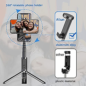 Ailun Selfie Stick Tripod,Extendable Aluminum,3 in 1,Bluetooth Wireless Remote and 360 Rotation Stand for iPhone 14/13/12/11/11 Pro/XS Max/XS/XR/X/8/7,and More Smartphones