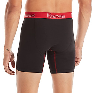 Hanes Men's Boxer Cotton Stretch Moisture-Wicking Multi-pack Underwear Brief, Black - 6 Pack, X-Large