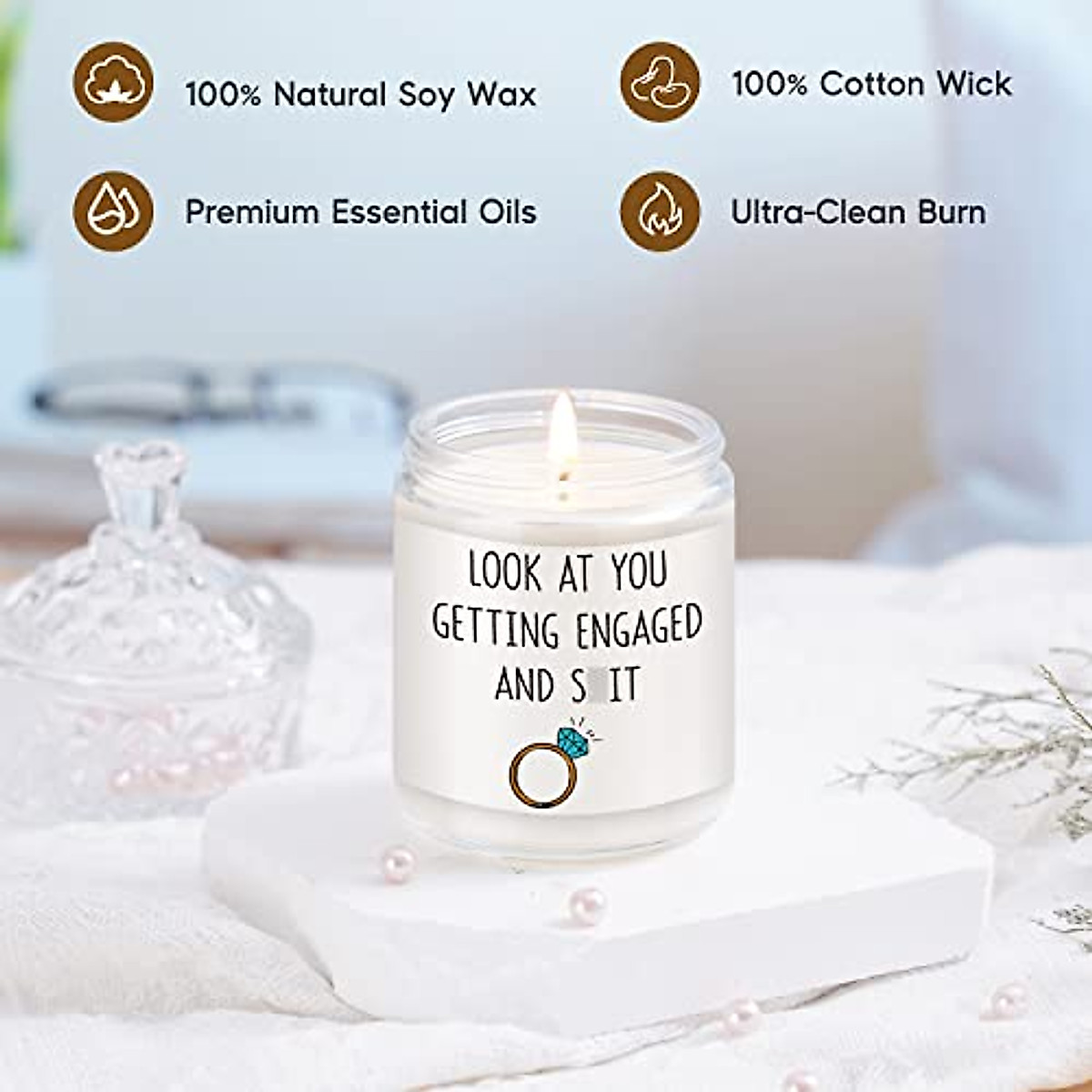 LEADO Scented Candles - Engagement Gifts for Couples - Engagement Gift, Funny Engagement Gifts for Women, Friends, Fiance, Bride, Newly Engaged Gifts, Unique Engagement Gifts - Engaged Gifts for Her