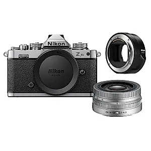 Nikon Z fc DX-Format Mirrorless Camera with NIKKOR Z DX 16-50mm f/3.5-6.3 VR Lens, Silver with FTZ II Mount Adapter