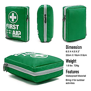 First Aid Kit -Compact First Aid Bag(175 Piece) - Includes 2 x Eyewash,Instant Cold Pack,Emergency Blanket for Home, Office, Vehicle,Camping, Workplace & Outdoor Green