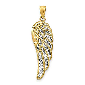 Diamond2Deal 14k Yellow Gold Two Level Angel Wing Pendant for Women