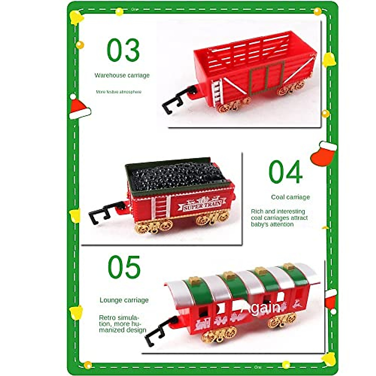 UJIKHSD 14 PCS Christmas Electric Train Set with Sound & Light, Remote Control Train Toys, Cargo Cars & Tracks, Toy Train for Kids Boys 3 4 5 6 7 8 Year Old Surprise Gift