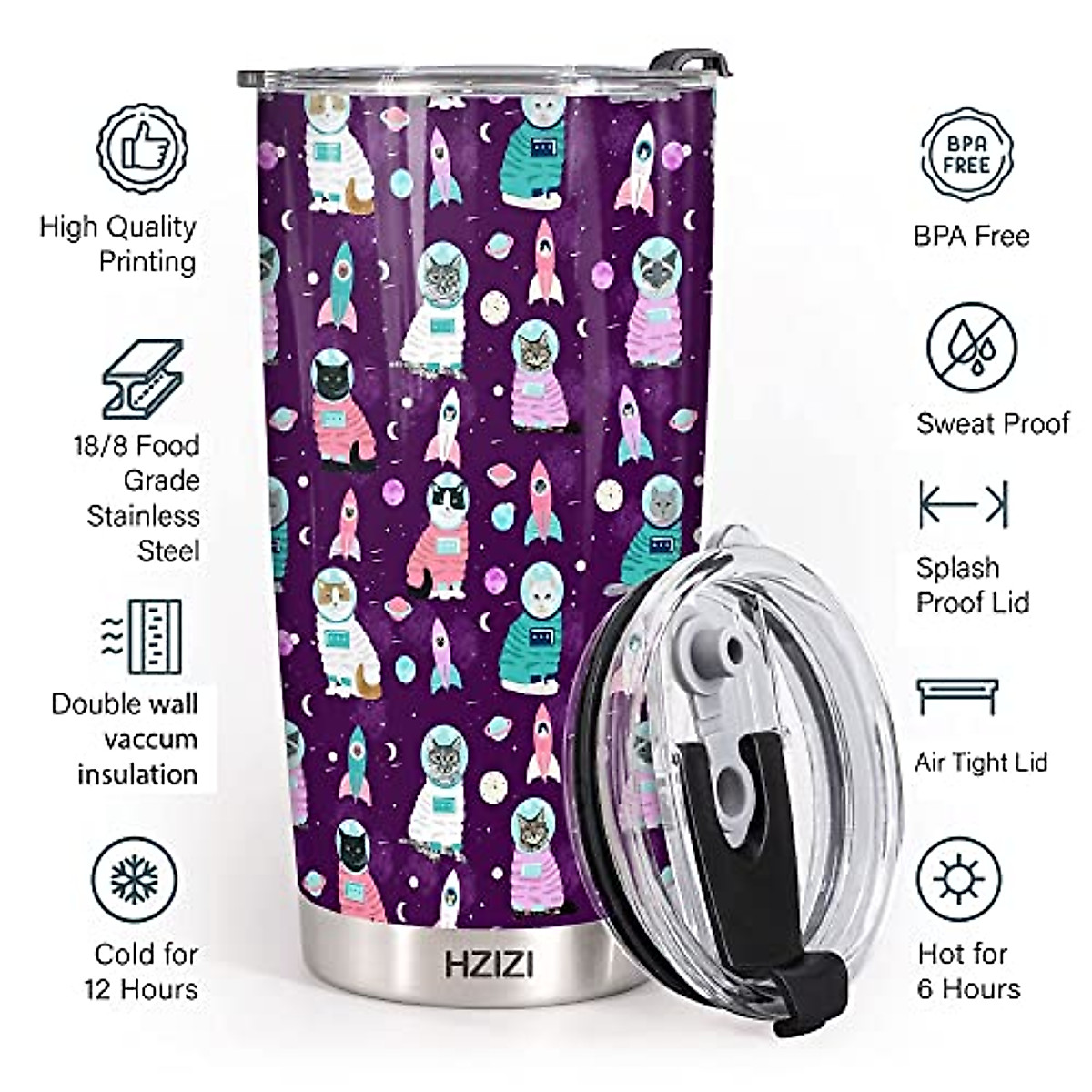 20oz Tumbler Funny Cat Gifts For Women Cat Lovers Girls Kids - Cats Love Skull Cats Gifts For Wife Mom Grandma Coworker - Birthday Gifts for Her Cat Tumbler with Lid Double Wall Insulated Coffee Mug