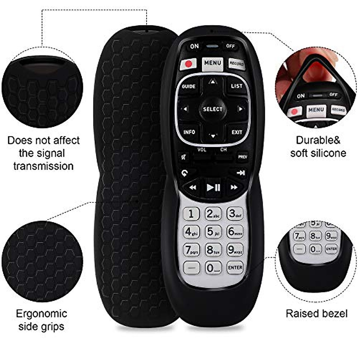 2-Pack AKWOX Silicone Protecitve Case for DirecTV RC73 Remote Control, Anti-Slip with Lanyard Shockproof Case Cover Compatible with DirecTV RC70,RC70H,RC71,RC71H,RC72,RC73B