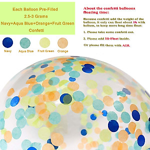 Dinosaur Balloons 40 Pack, 12 Inch Orange Light Blue Fruit Green Latex Balloons with Confetti Balloon for Baby Shower Dino Jungle Jurassic Birthday Party Decorations Supplies with Ribbon