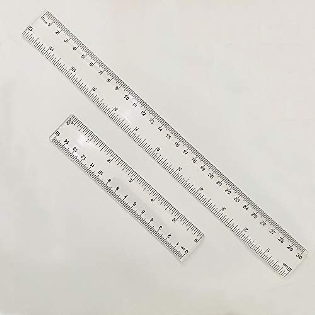 2 Pack Plastic Ruler Straight Ruler Clear See Through Measuring Acrylic Tool for Student School Office with Centimeters and Inches(6 Inch+12 Inch)
