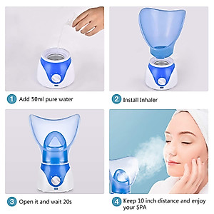 Face Steamer for Facial Deep Cleaning, Facial Steamer for Women, 2 Modes Nano Ionic Facial Steamer for Unclogs Pores, Hydrating, Blue(Include Blackhead Remover Kit, Brush, Headband)