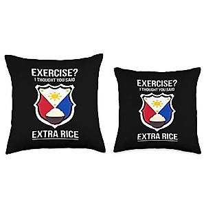 Manila Gift Ideas Filipina & Filipino Funny Filipina Filipino Food Joke Rice Philippines Throw Pillow, 18x18, Multicolor