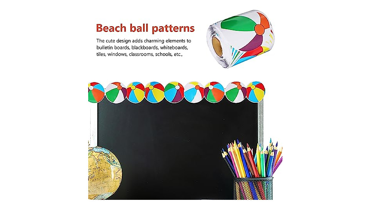 MAGICLULU Bulletin Board Bulletin Borders Stickers Beach Ball Border Trim Summer Blackboard ...