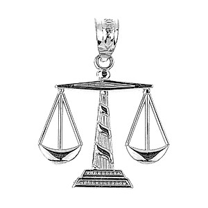 925 Sterling Silver Scales of Justice Pendant Necklace, 22"