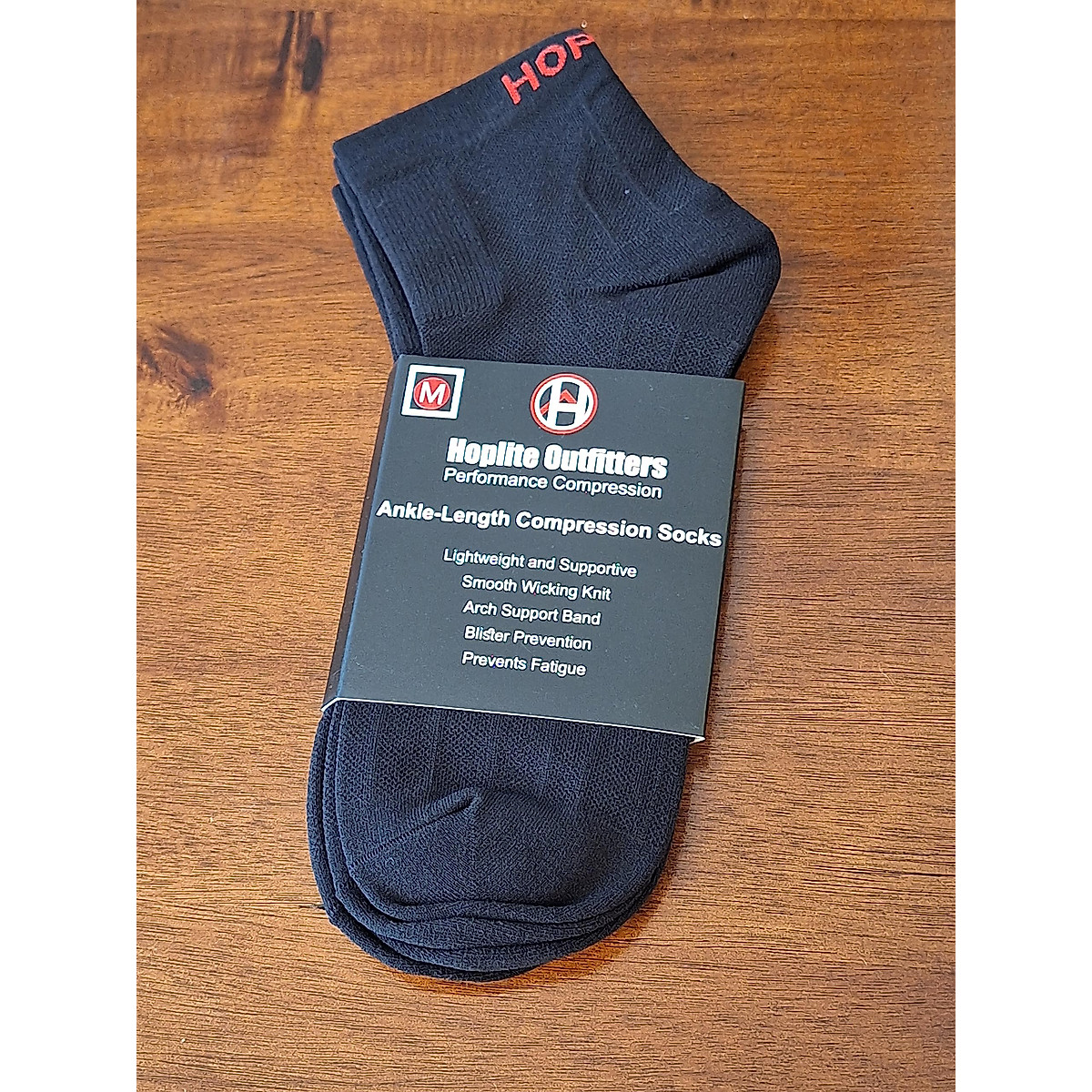 Hoplite Trail Running Compression Socks for Men and Women, ankle-length, 2 pair multi-pack, great for running, cycling, hiking, and OCR (Large)