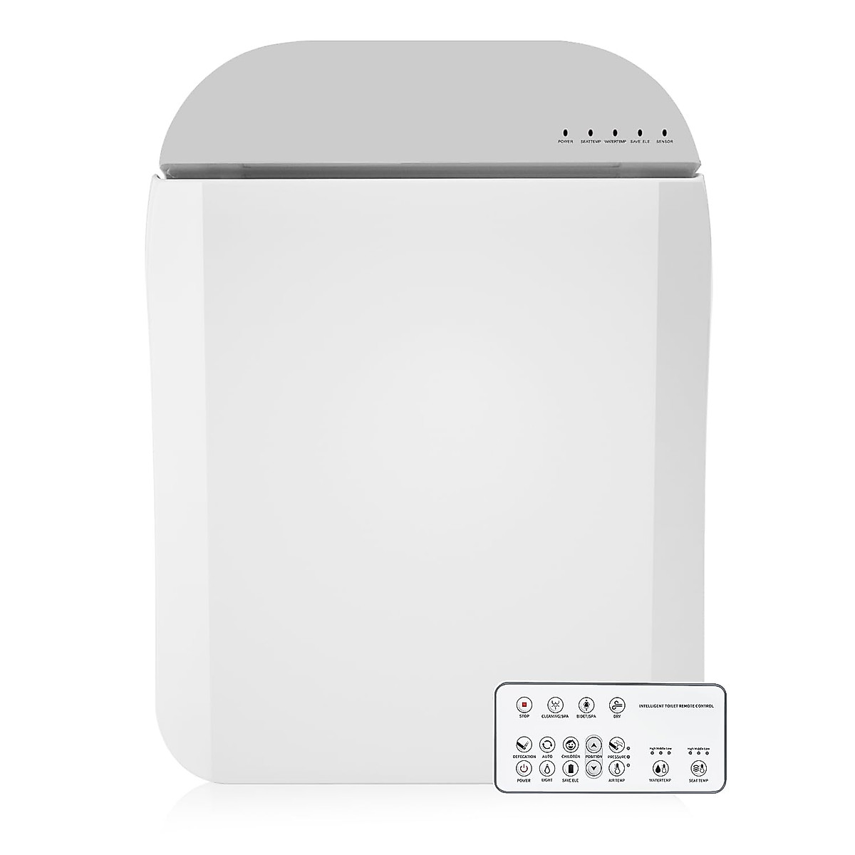 Combier Square Electronic Bidet Toilet Seat, Smart, Self Cleaning Hydroflush, Hybrid Heating, Heated Dryer, Nightlight, Vortex Wash, remote control, CMA105S-S