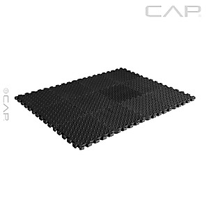CAP Barbell Exercise Mat Interlocking Puzzle Mat, Diamond Plate Texture, Covers 12 Sq Ft, Black 12 x 12 x 1/2