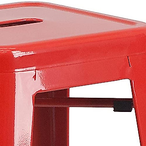 Flash Furniture Commercial Grade 30" High Backless Red Metal Indoor-Outdoor BarStool with Square Seat