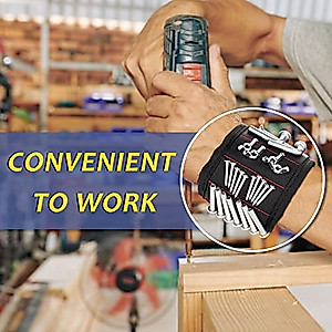 Magnetic Wristband, SURGEDO Magnetic Wrist Tool Holder with Strong Magnet for Screws, Magnetic Screw Tool Holder on Your Wrist, Excellent Small Guy Gifts for Dad Men Husband, Black