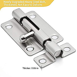 Door Security Slide Latch Lock, 2 Pack Keyless Entry Thickened Heavy Duty Steel Sliding Door Lock, Easy to Install Gate with 12 Screws