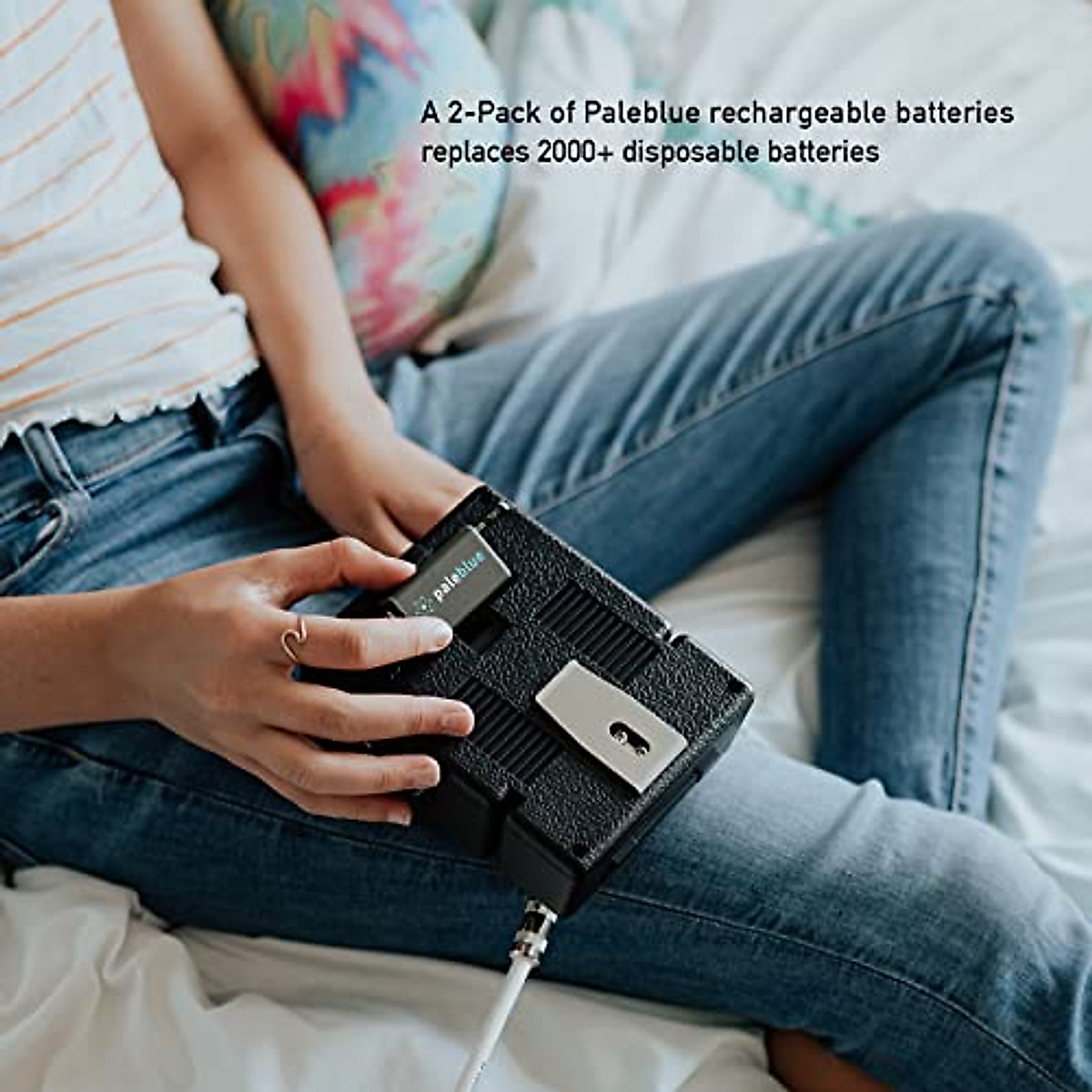 Rechargeable 9V Smart Batteries with USB Charger by Pale Blue, Lithium Ion 9 Volt 500 mAh, Charges Under 1 Hour, Over 1000 Cycles, 2-in-1 USB to Micro USB Charging Cable, LED Charge Indicator, 2-Pack