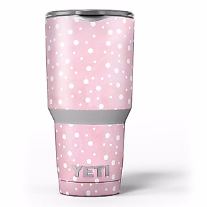 Design Skinz The Pink Watercolor Surface with White Polka Dots - Skin Decal Vinyl Wrap Kit compatible with the Yeti Rambler Cooler Tumbler Cups