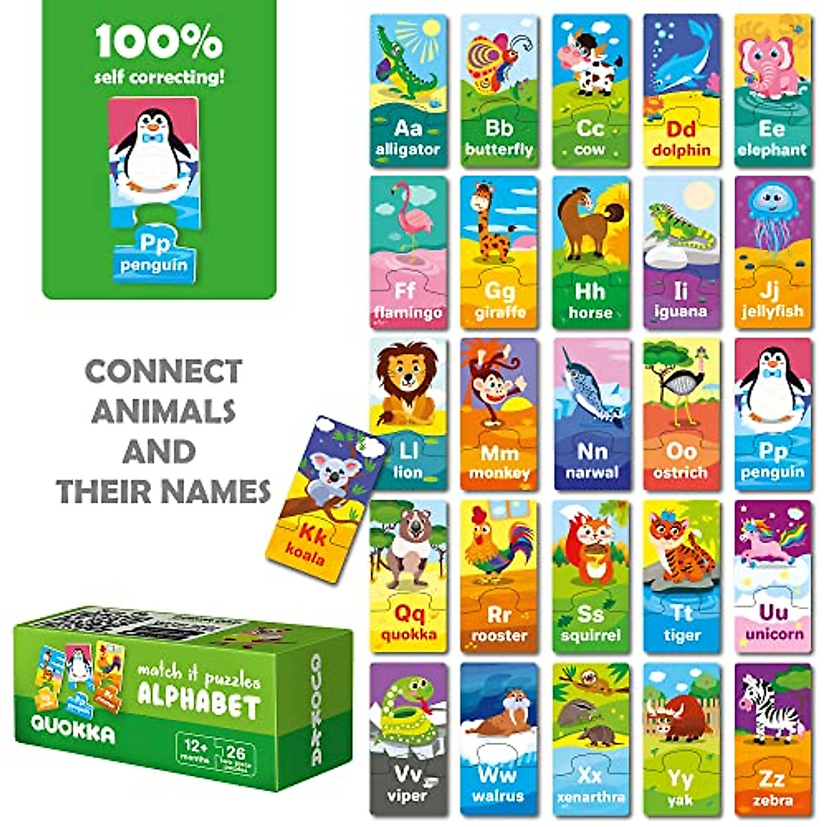 5X MEGASET Toddler Puzzles Ages 2-4 - Matching Games for Kids Ages 3-5 by QUOKKA - Numbers Animals Opposites ABC Learning for Toddlers 1-3 Year Old - Educational Toy Activities for Boy and Girl