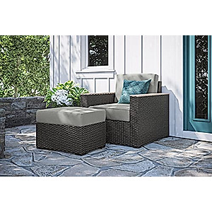 Homestyles Boca Raton Outdoor Ottoman, 1 Seat, Grey