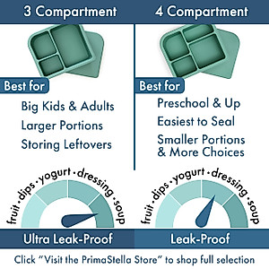 PrimaStella Unbreakable Silicone Lunch Box for Kids and Adults - Leak Proof Divided Bento Box (Stone)