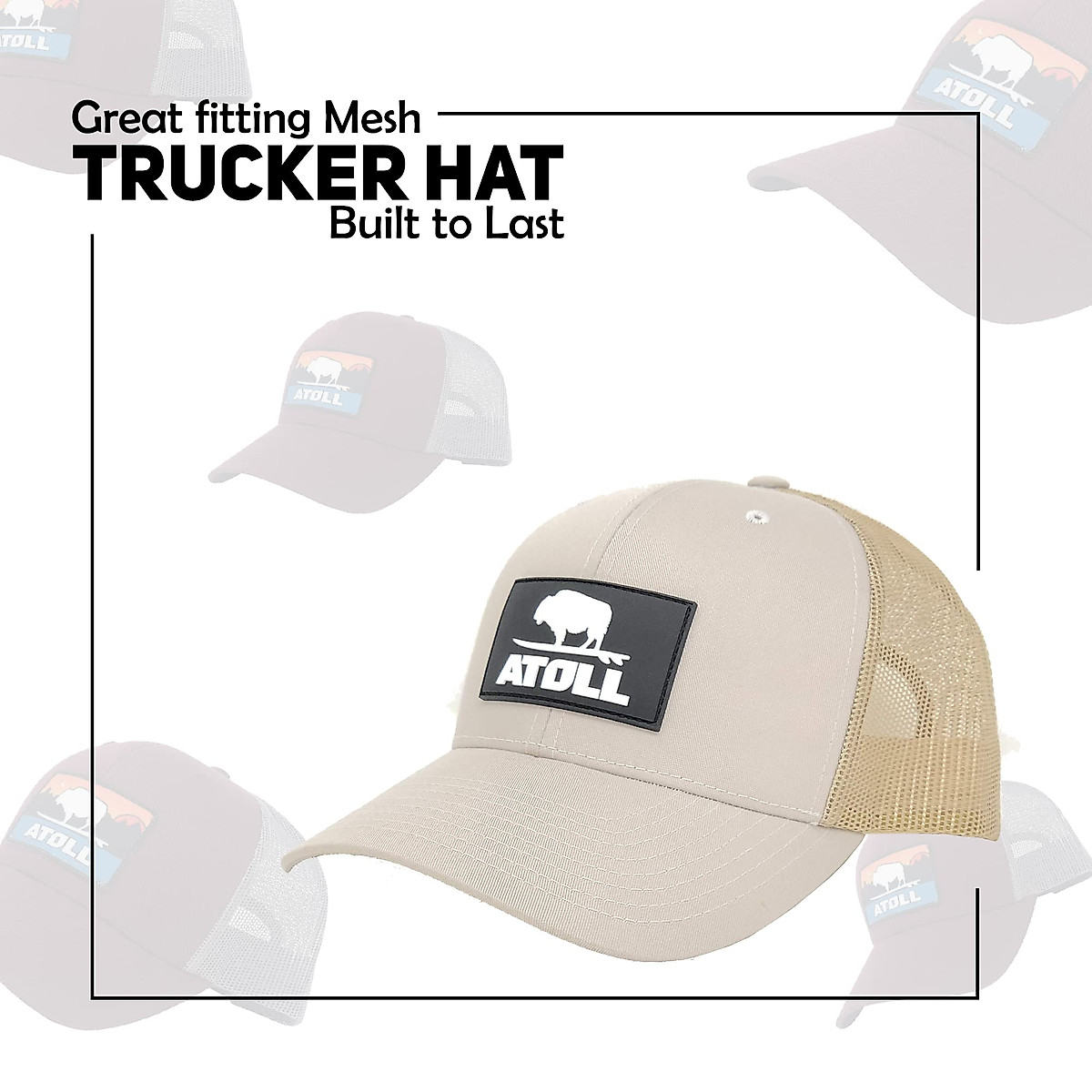 Atoll Trucker Hats Baseball Caps | 7 Hole Snapback Closure, Adjustable Strap, Breathable - One Size Fits Most SUP Co