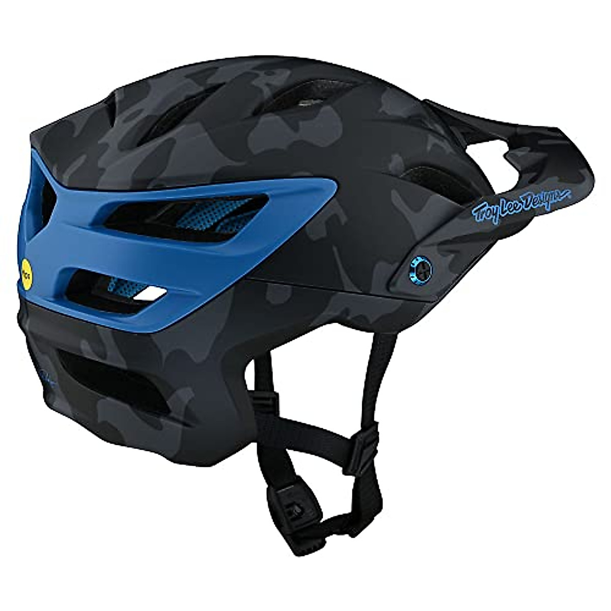 Troy Lee Designs A3 Uno Half Shell Mountain Bike Helmet W/MIPS - EPP EPS Premium Lightweight - All Mountain Enduro Gravel Trail Cycling MTB (Camo Blue, Medium/Large)