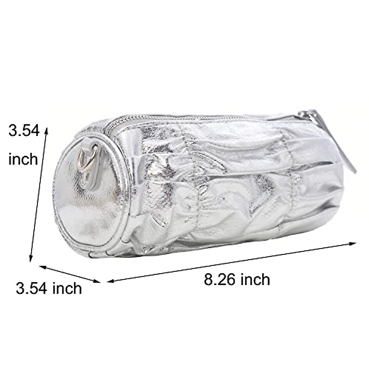 Evening Clutch Bag Shine Bright Metallic PU Crossbody Pleated Bag for Bridal Wedding Birthday Prom Party (Silver)