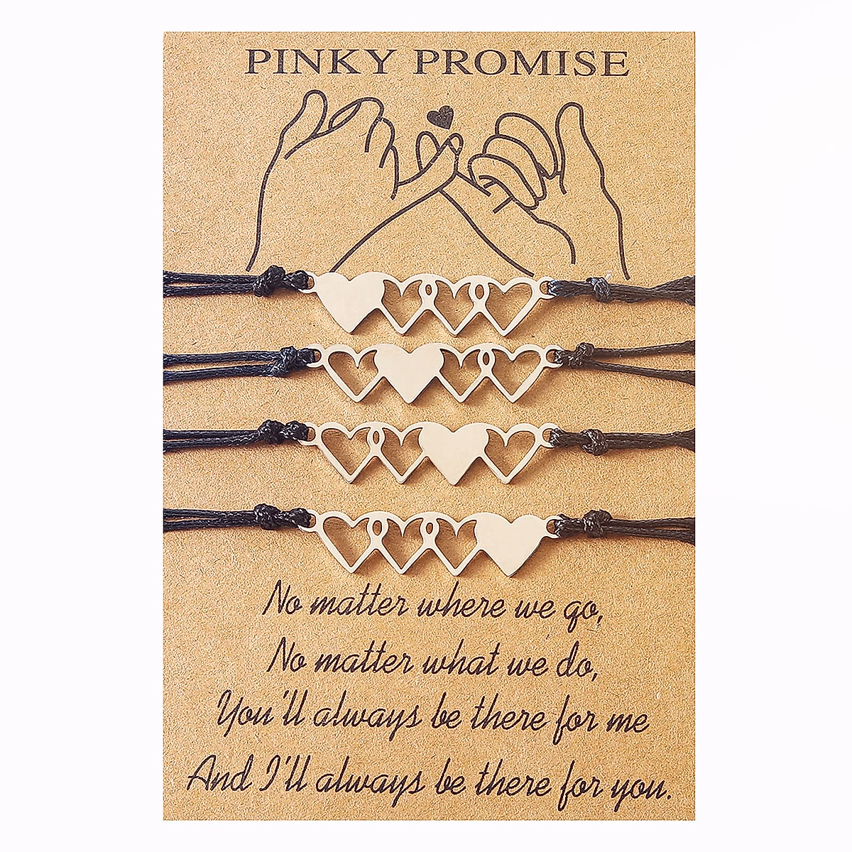 Handmade Pinky Promise Bracelets, Mother Daughter Bracelets String Bracelet Wrap for Friendship Sister Couples Bracelet Inspirational Jewelry Daughter Gifts from Mom