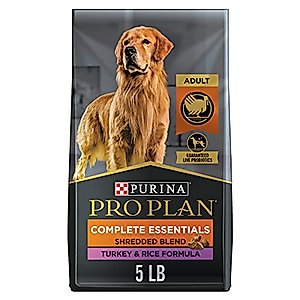 Purina Pro Plan High Protein Dog Food with Probiotics for Dogs, Shredded Blend Turkey & Rice Formula - 5 lb. Bag