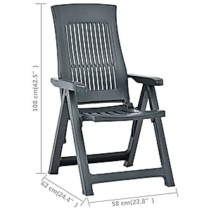 vidaXL 2X Patio Reclining Chair Garden Outdoor Balcony Terrace Lounge Dining Dinner Folding Foldable Seating Bistro Chairs Plastic Green