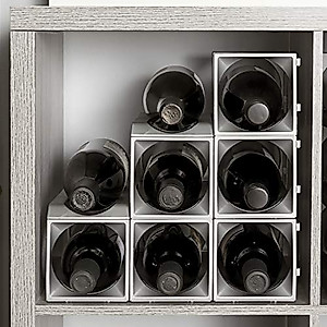 Stackable Modular Wine Rack - 12 Bottle Set (9 modules, 3 top Plates) Silver. Store up to 12 Bottles. Great for organizing and Creating Storage Space. by Stakrax