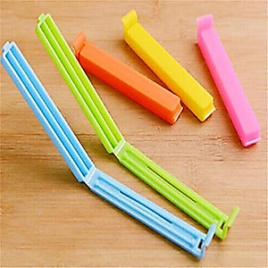 Ellylian 6 Pcs Plastic Chip Clips For Food Packages, Curved Design Sealing Bag Clips For Food, Kitchen And Home