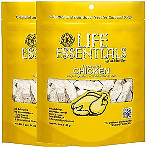 All-Natural Freeze Dried Chicken Treats for Dogs & Cats No Grains, Fillers, Additives and Preservatives Proudly Made in the USA - 2 Pack (5 oz. Bag)